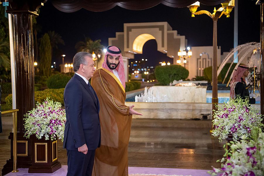 HRH Crown Prince Receives President of Uzbekistan