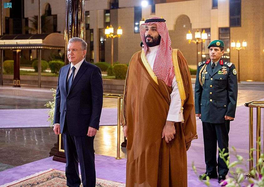 HRH Crown Prince Receives President of Uzbekistan