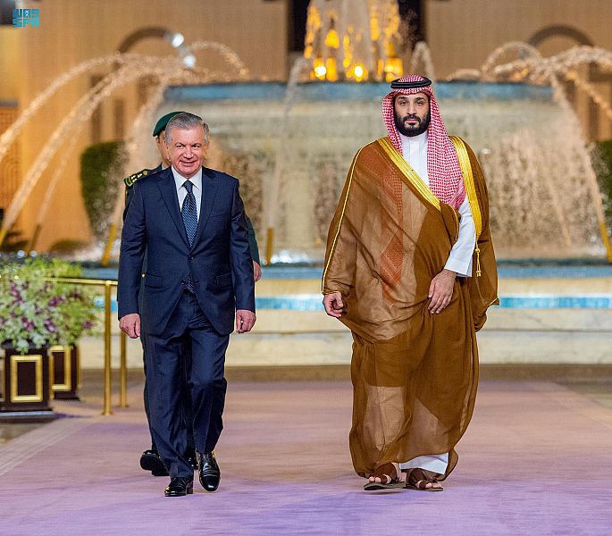 HRH Crown Prince Receives President of Uzbekistan