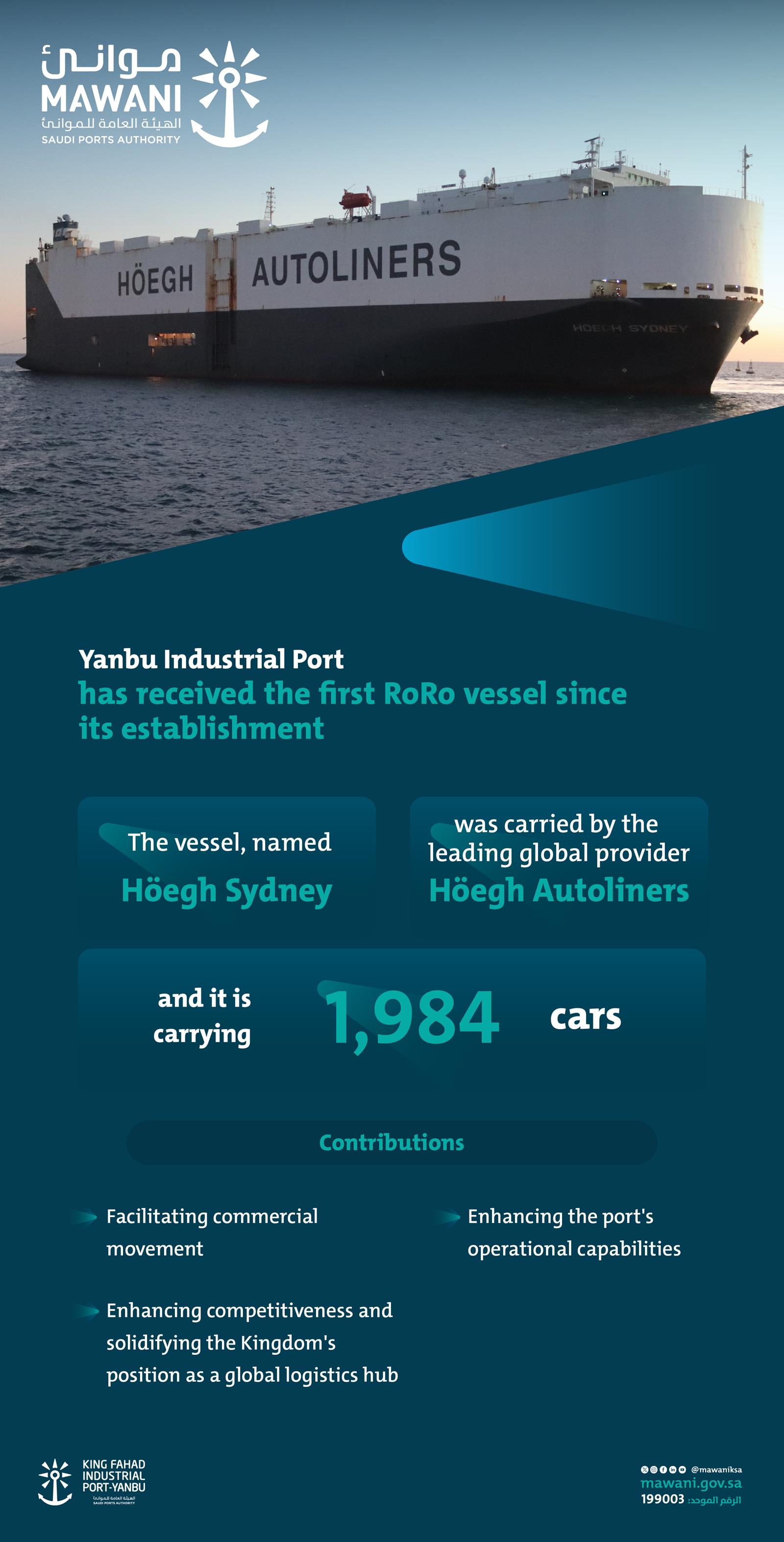 Yanbu Industrial Port Receives First RORO Vessel, Carrying Nearly 2,000 ...