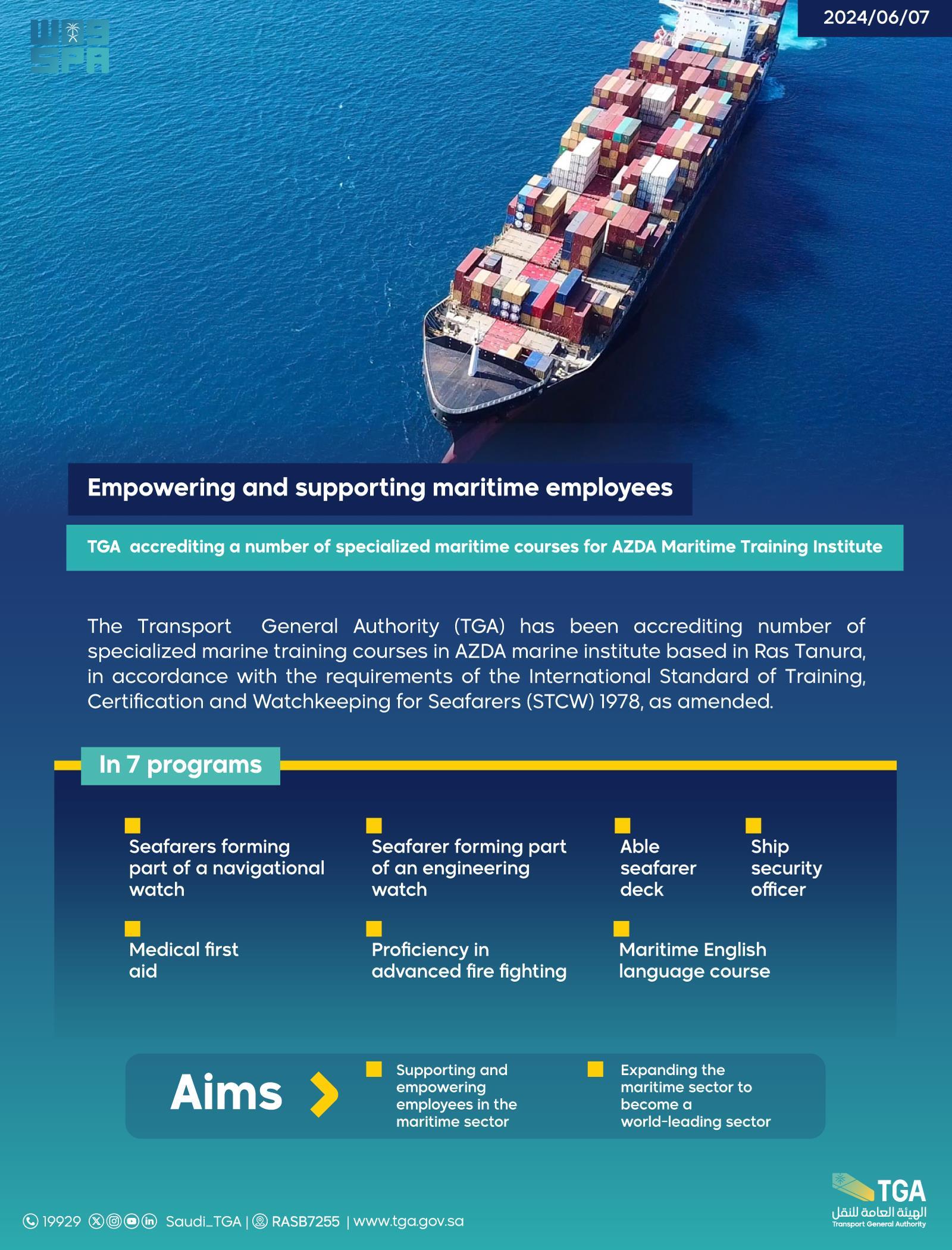 TGA Accredits Several Courses for AZDA Maritime Training Institute