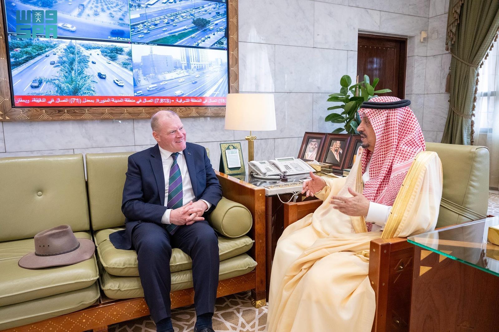 Riyadh Governor Receives Australian Ambassador to Saudi Arabia
