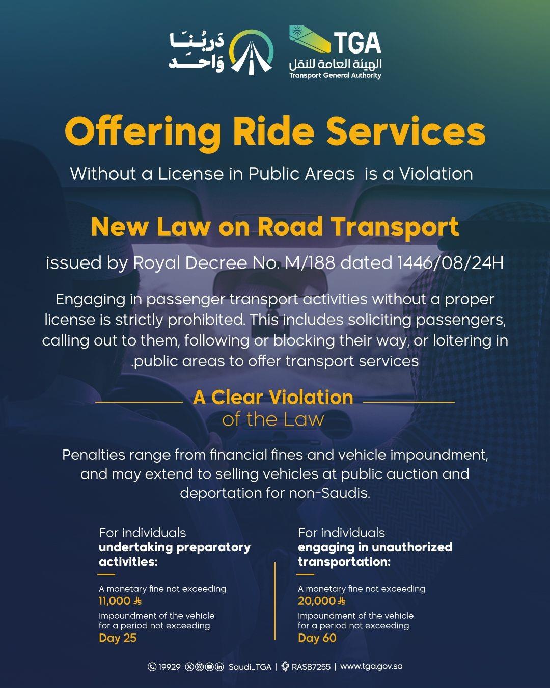 Transport Authority: New Road Transport Law Imposes Fines Up to SAR20 ...